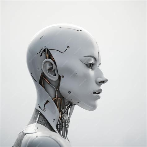 Premium Photo 3d Rendering Of A Female Robot Head On A White Background
