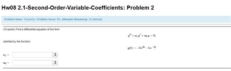 Solved Hw08 2 1 Second Order Variable Coefficients Problem
