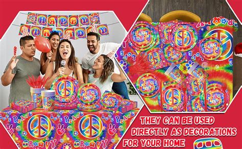 Tie Dye Birthday Party Supplies 60s Hippie Theme
