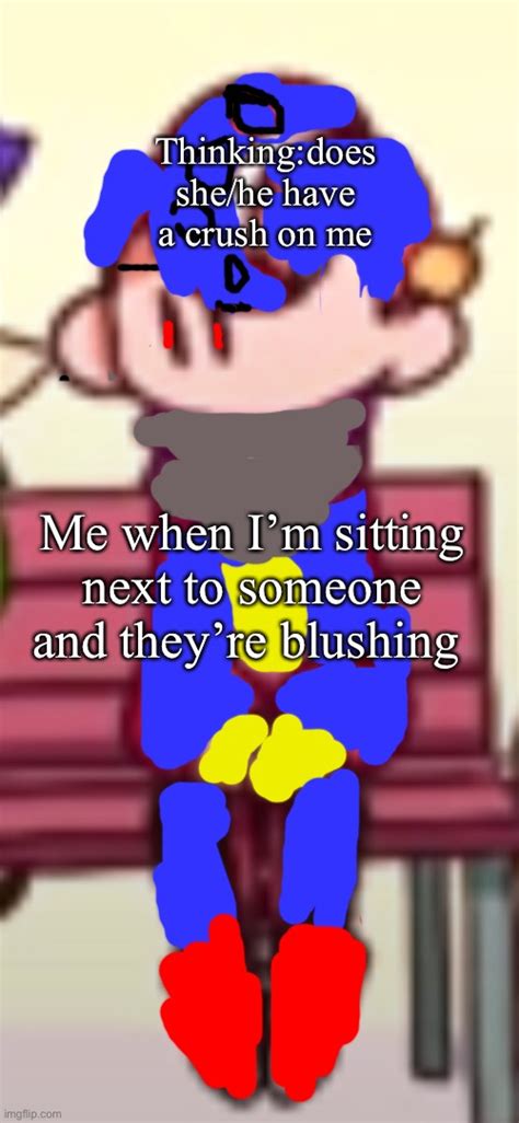 Human Octoling Metal Sonic While He Sees Someone Blushing While Sitting