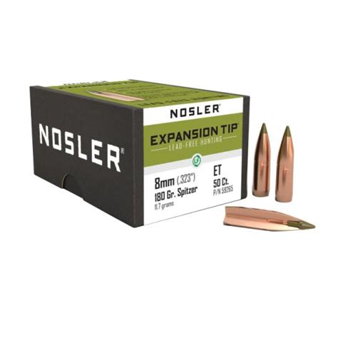 Nosler Expansion Tip 8mm Cbtpt Rifle Bullet 180 Gr 0 323 50rds