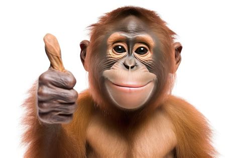 Premium Ai Image A Monkey Giving A Thumbs Up Isolated On White Background