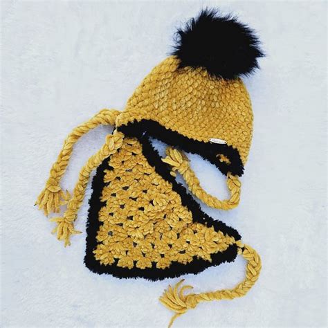 Háčkovaná čepička A šátek Okrová Vel 38 Cm Čepice Háčkované