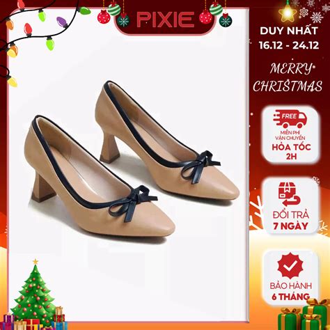 Pixie H322 Premium Bow Trim 7cm High Heels Shopee Malaysia