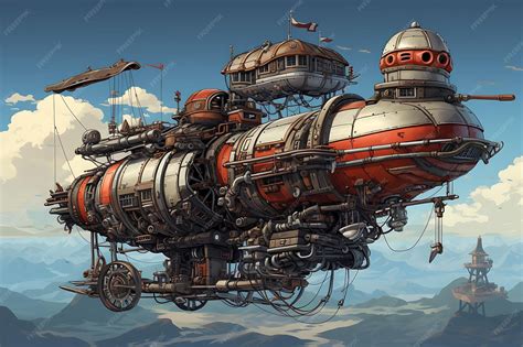 Premium Ai Image Steampunk Airship Embark On A Highflying Adventure