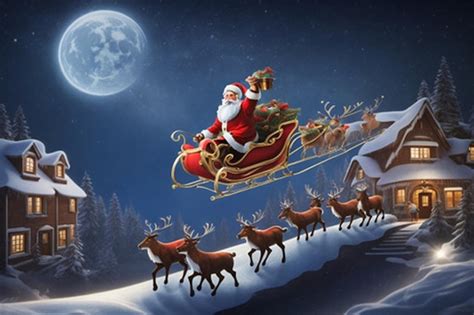 Premium Photo Illustrate A Magical Scene Of Santa Claus Flying In His