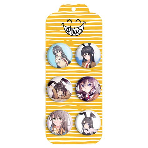 قیمت و خرید مگنت خندالو طرح انیمه بانی گرل سنپای کد 870a مجموعه 6 عددی