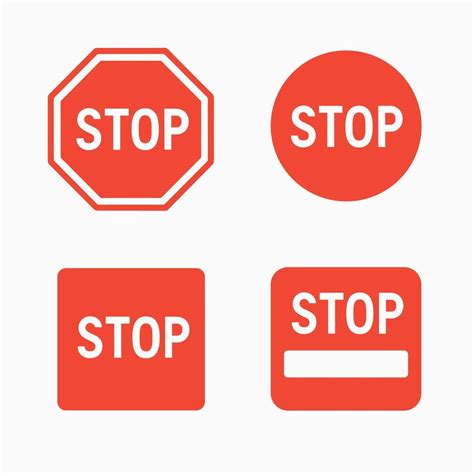 Flat Design Stop Sign Collection With Octagon Circle Square Shapes