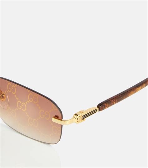 Gg Rectangular Sunglasses In Brown Gucci Mytheresa