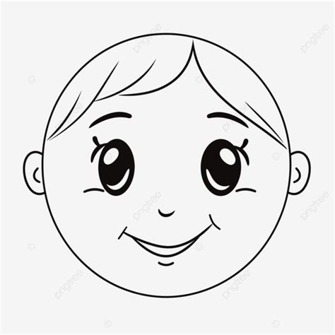 Cara De Niño Página Para Colorear Vector Png Contorno De Cara Simple
