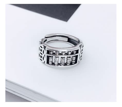 925纯银进财算盘珠珠戒指男女款财源滚滚个性开口戒指好运饰品 阿里巴巴