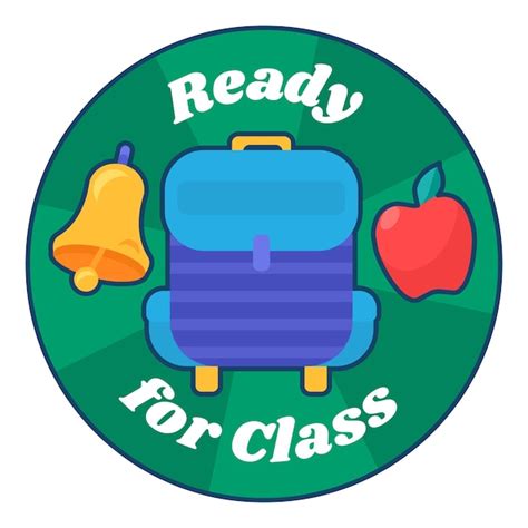 Premium Vector Cartoon Round Sticker Ready For Class Study