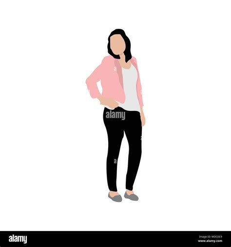 Standing Pose Woman People Vector Illustration Graphic Design Stock