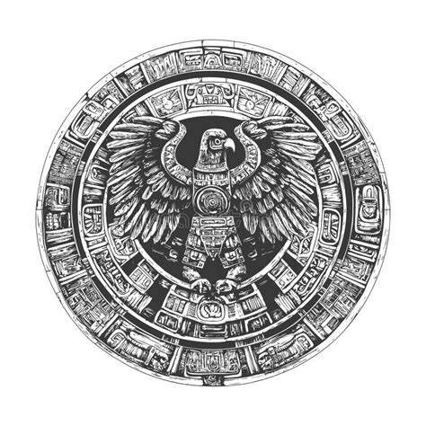 Intricate Aztec Eagle Mandala Design Ancient Mexican Mythology Symbol Stock Vector