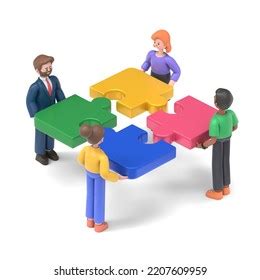 3d Illustration People Team Assemble Four Stock Illustration 2207609959