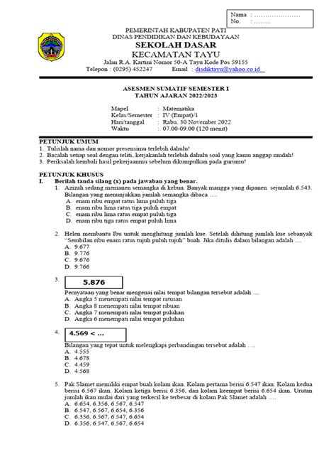 4mtk 2 Soal Mtk K4 Pdf