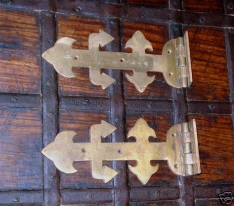 Pair Gothic Heavy Brass Strap Hinges Arts And Crafts Door 20331107