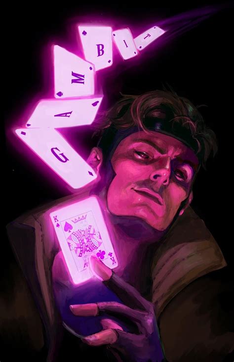 Gambit Cards Wallpaper Gambit Holding Cards Gambit Illustration