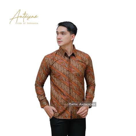 Jual Batik Antasena Lereng Bata Baju Batik Cowok Slimfit Hem Batik