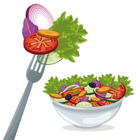 Salada Vegetais Alimentos Orgânicos Frescos Vetor Premium
