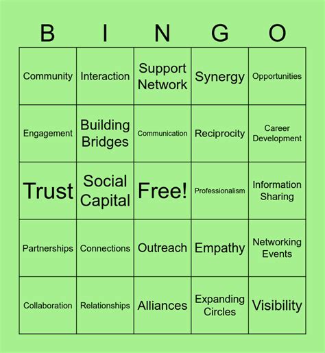 Networking Bingo Card