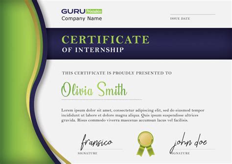 Professional Internship Certificate Template Guru Printables