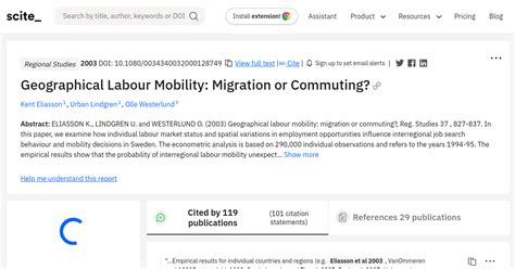 Geographical Labour Mobility Migration Or Commuting Scite Report