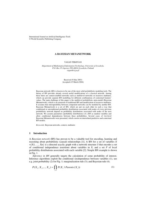 pdf a bayesian metanetwork