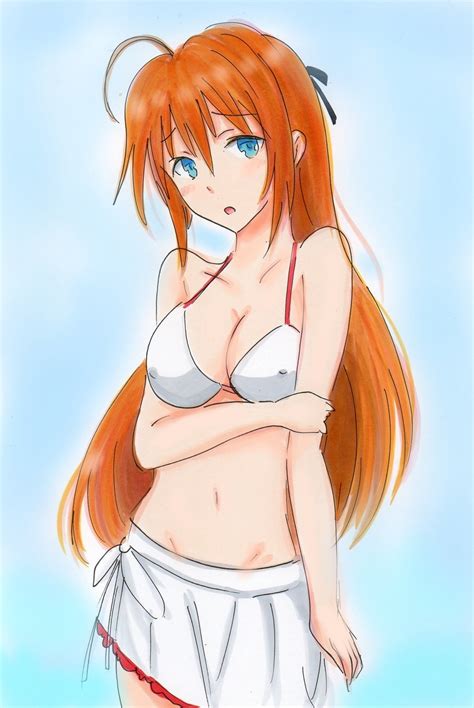 Rule 34 Bikini Top Blue Eyes Embarrassed Embarrassed Female Konoe Subaru Large Breasts Mayo