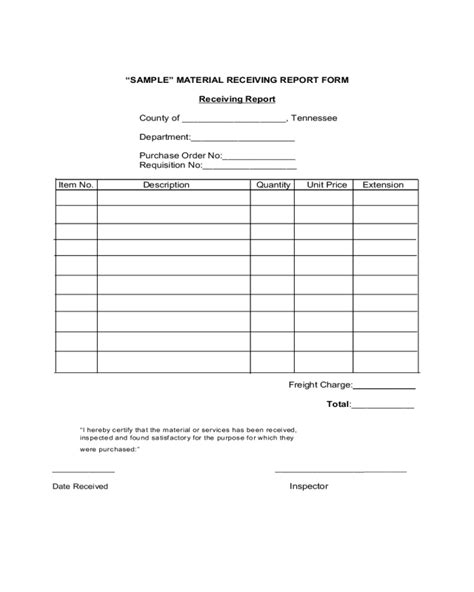 Sample Material Receiving Report Form Edit Fill Sign Online Handypdf