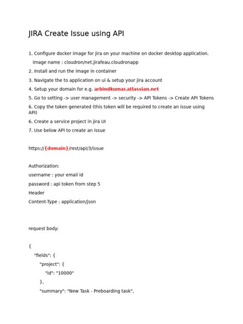 Jira Create Issue Using Api Pdf Cyberspace Information Technology