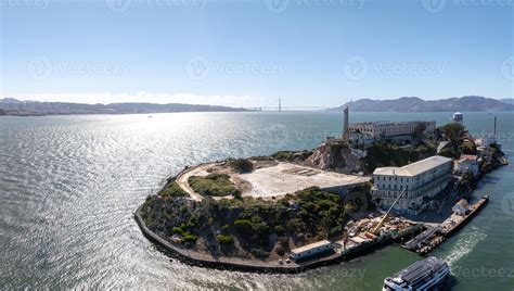 Aerial View Of The Prison Island Of Alcatraz In San Francisco Bay