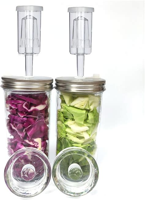 Yobnku 2 Sets Complete Fermentation Kit Glass Fermentation Jar With Fermenting Weights And