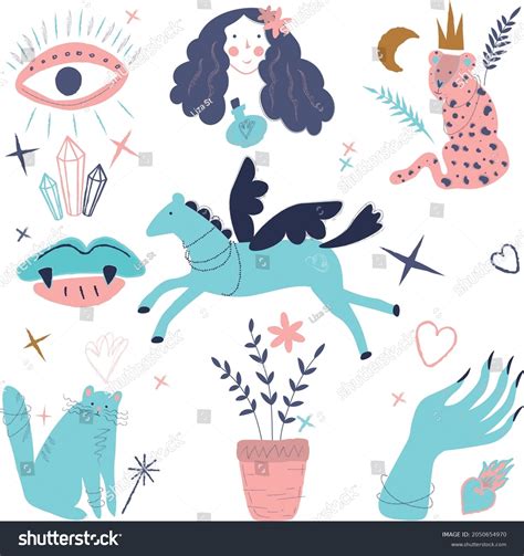 Cute Elements On White Background Stock Vector Royalty Free 2050654970 Shutterstock