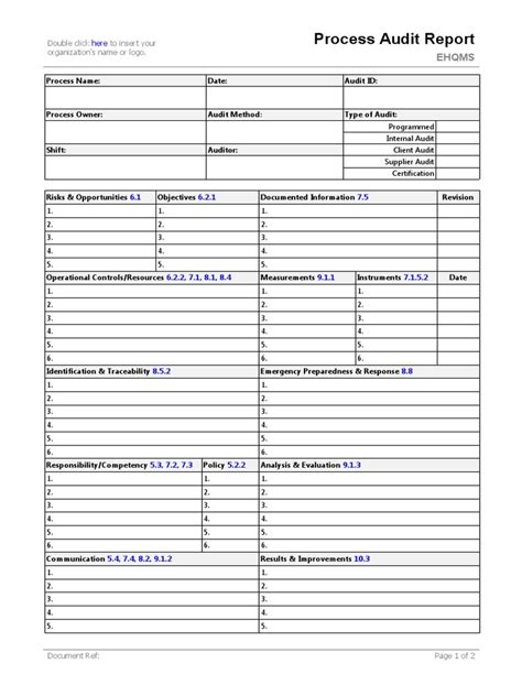 Process Audit Report Pdf Audit Auditors Report