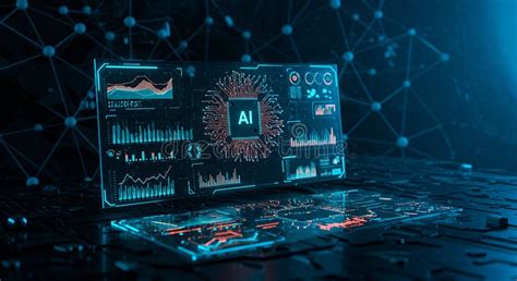 Uturistic Digital Interface Featuring A Central Ai Chip Graphic