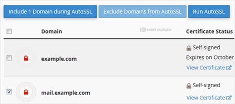 how to include or exclude a domain from autossl in cpanel host