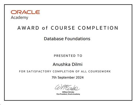 anushka gamage on linkedin oracleacademy databasefoundations certificateachievement…