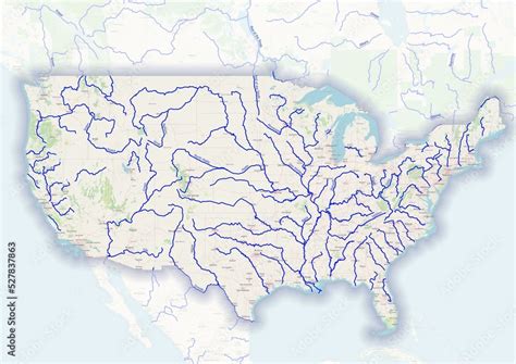 United States Of America Physical Map With Important Rivers The Capital