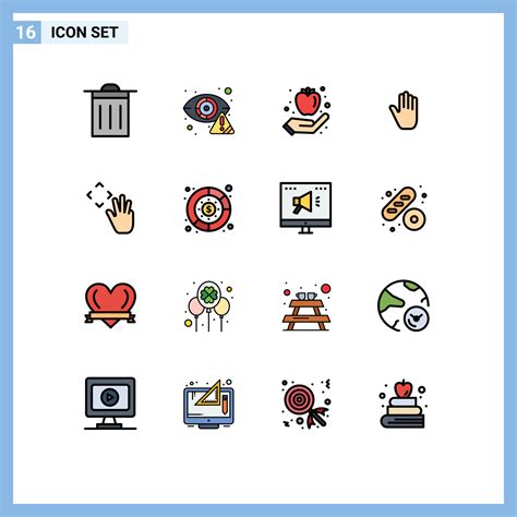16 Universal Flat Color Filled Line Signs Symbols Of Hand Cursor Interface Apple Hand Body