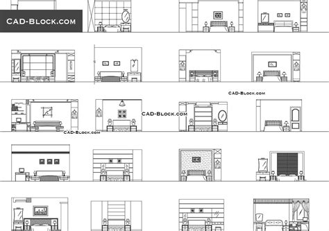 Bedroom Elevation Cad Blocks Autocad Drawings Download