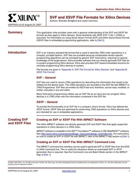 Xilinx Xapp503 Svf And Xsvf File Formats For