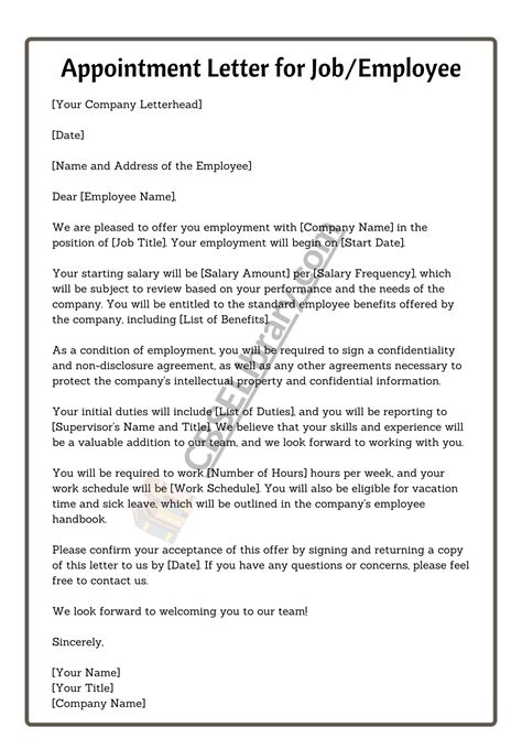 Appointment Letter Job Appointment Letter Format Sample Appointment