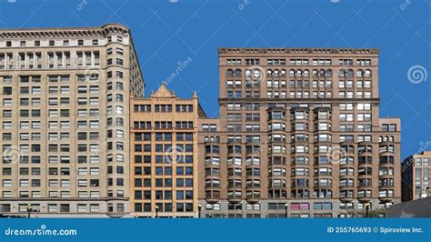 Fachadas Chicago De Edificios Antiguos En Bucle Imagen De Archivo