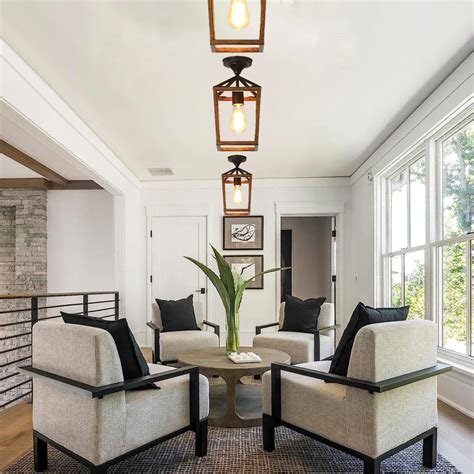 Wood Grain Metal Semi Embedded Ceiling Lights Nyralondon Nyralondon