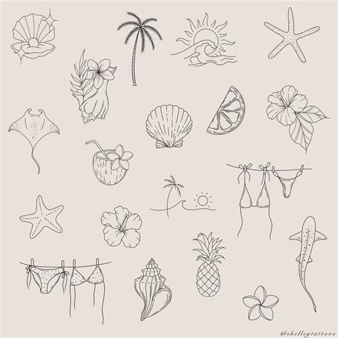 Shelleytattoos On Instagram Some Beachy Flash For You Guys 🌞🐚🍋🥥🌴