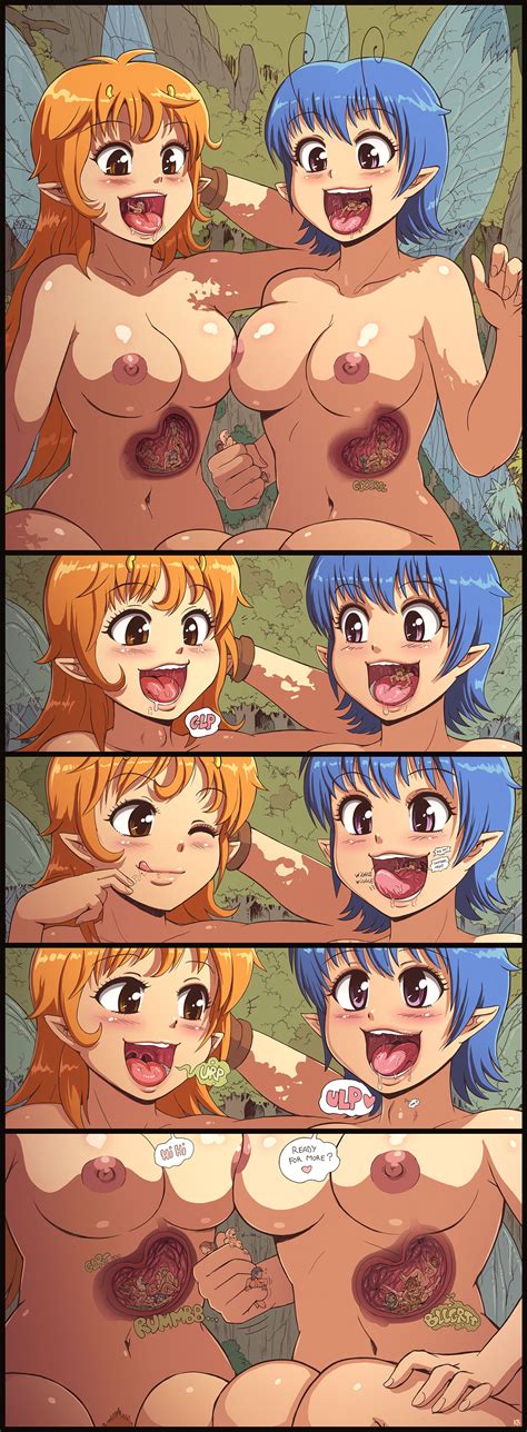 Karbo Lucilya Subeta Felarya Absurdres Highres Girls Blue Hair Breast Press Breasts