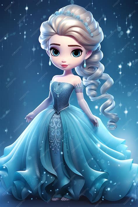 Princess Elsa Cartoon Character In 3d Premium Ai Generated Image