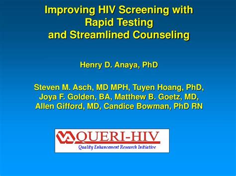 Ppt Improving Hiv Screening With Rapid Testing And Streamlined Counseling Powerpoint