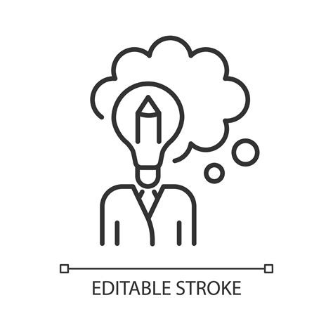 Design Thinking Linear Icon Imagination And Inspiration Easy Problem Solving Ability Thin